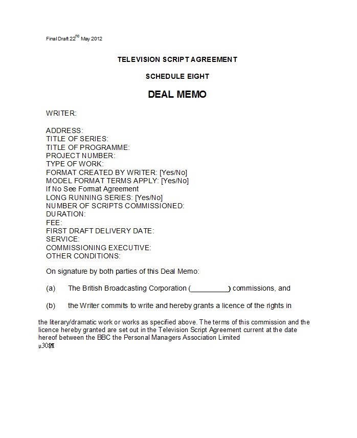 50 Simple Deal Memo Templates (& Layouts) ᐅ TemplateLab